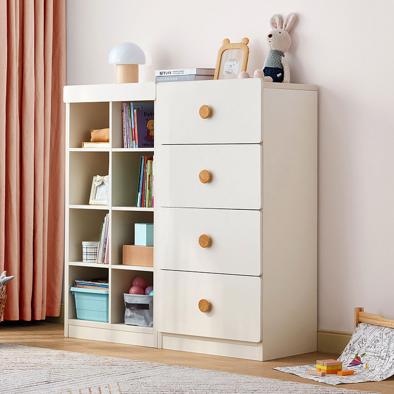 LINSY Kids Furniture White Color Cabinet With 4 Drawers LS236E1-A ...
