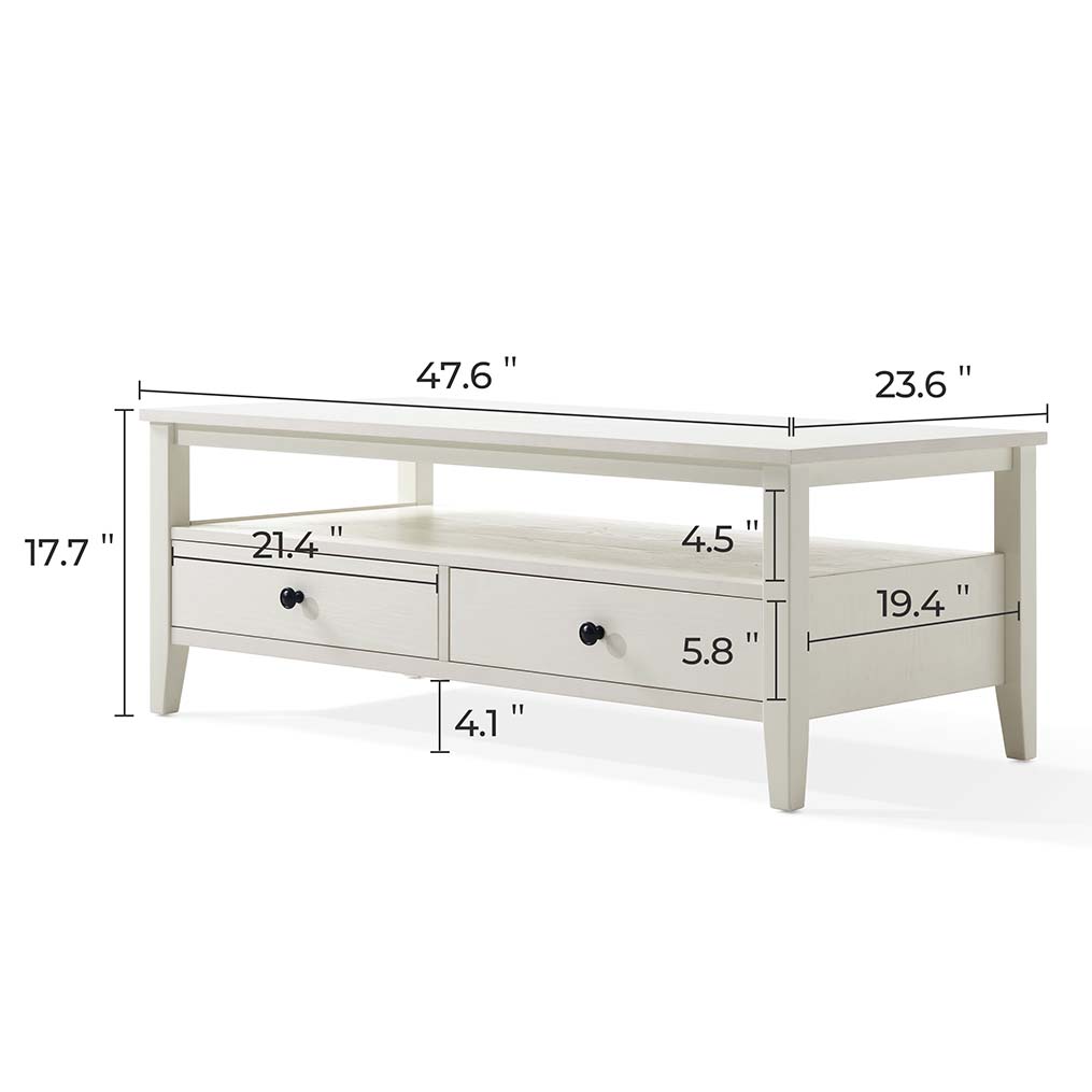 White Color Solid Wood Rectangle Coffee Table With Drawers DW2L-HW ...