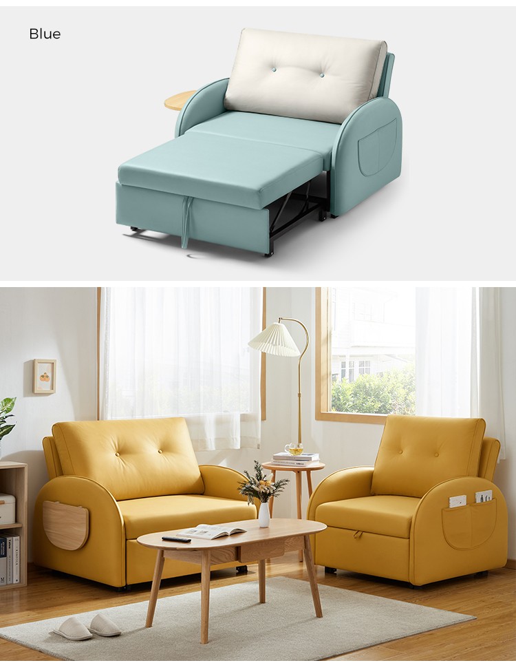 Modern Living Room Loveseat Yellow Color Small Sofa Bed With Leather ...