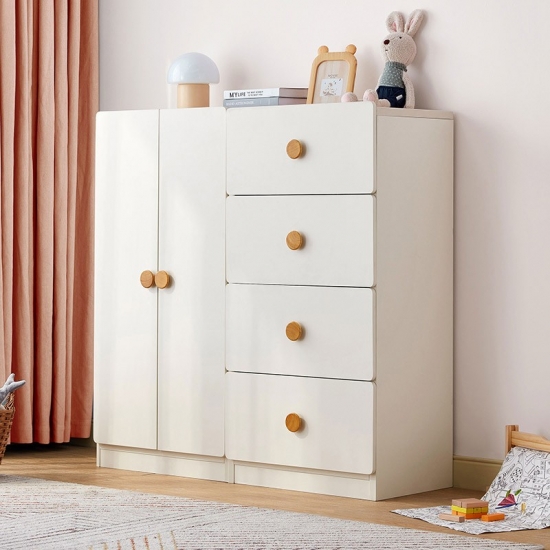 LINSY Kids Furniture White Color Cabinet With 4 Drawers LS236E1-A ...