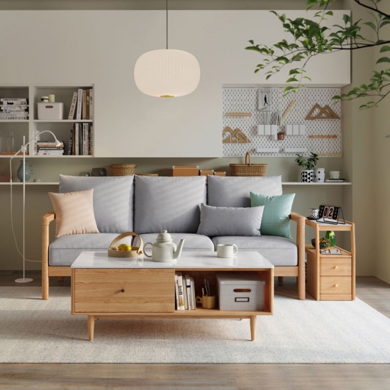 LINSY Living Room Furniture Solid Wood Sofa Set With Fabric BH2K-F Manufacturers | LINSY HOME ...