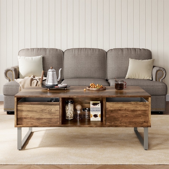 Brown Color Simple Wood Coffee Table For Living Room LH022L5-D ...