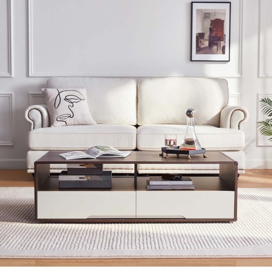 Modern White Color Rectangle Coffee Table With Storage EF1L-HW ...
