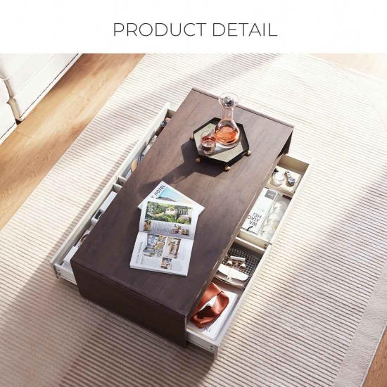 Modern White Color Rectangle Coffee Table With Storage EF1L-HW ...