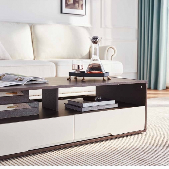 Modern White Color Rectangle Coffee Table With Storage EF1L-HW ...