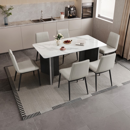 Modern Square Dining Table And Chairs With Marble Top LH155R1-A ...