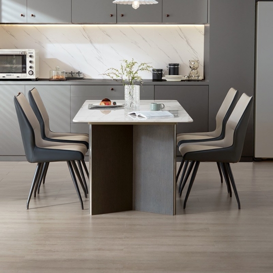 Modern Square Dining Table And Chairs With Marble Top LH155R1-A ...