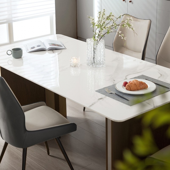 Modern Square Dining Table And Chairs With Marble Top LH155R1-A ...